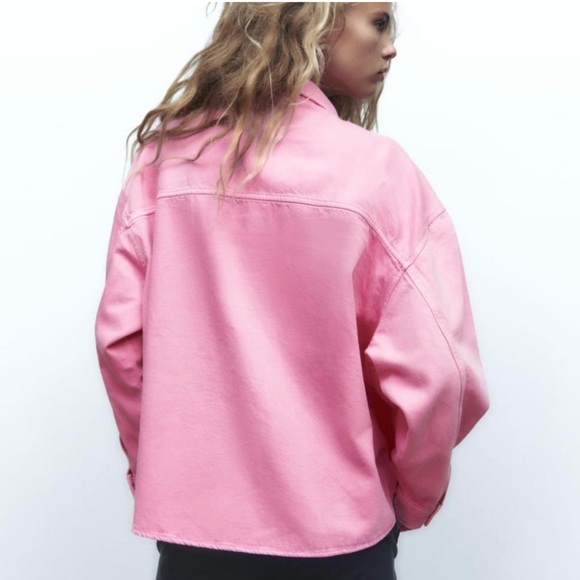 Zara | Jackets & Coats | Zara Pink Denim Jacket | Poshmark